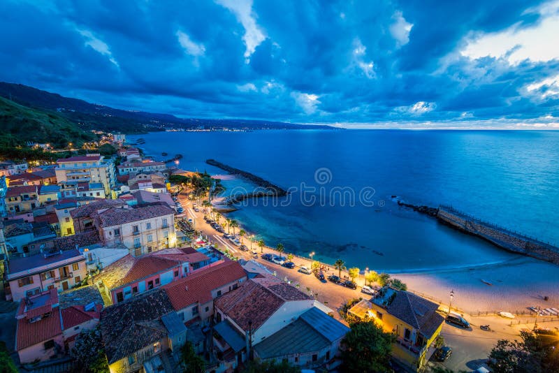 View Over Pizzo at Night, Calabria, Italy Stock Photo - Image of pizzo ...