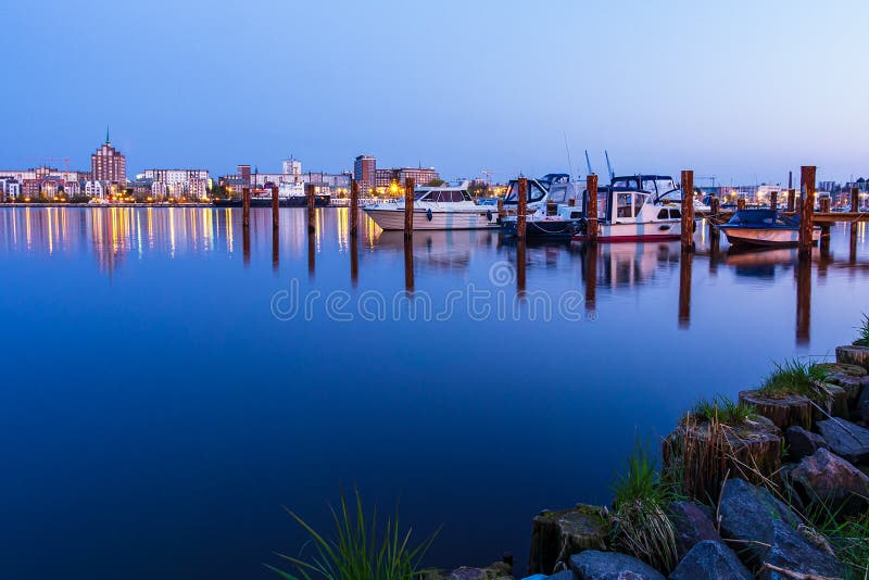 View Over the River Warnow To the City Rostock, Germany Stock Image ...