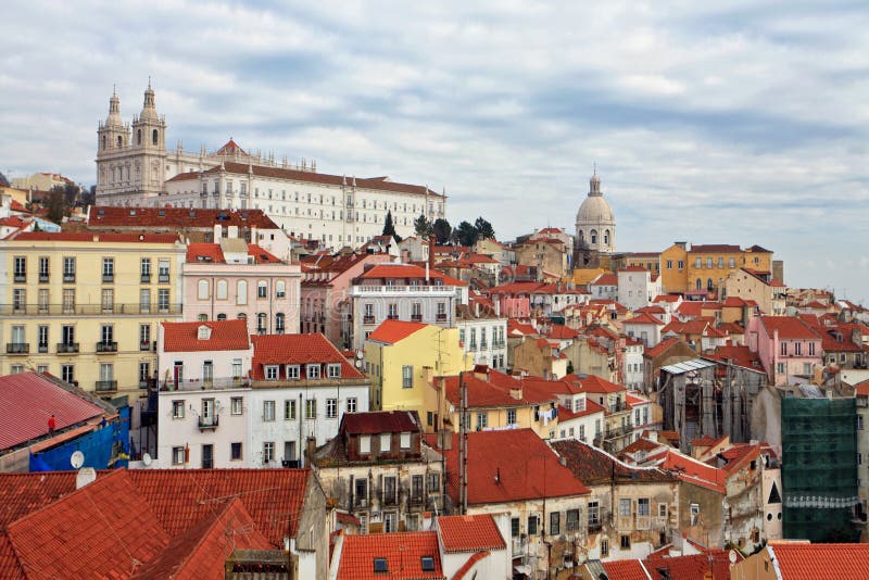 View Over the Rooftops of Lisbon Stock Photo - Image of angle ...