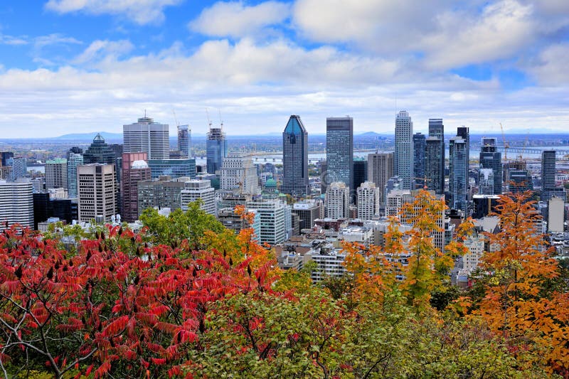 Skyline of the City of Montreal with Fall Colors, Quebec, Canada Stock ...