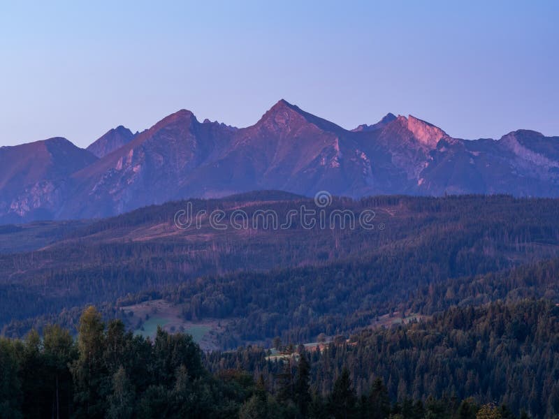 View Over Tatra Mountains from Lapszanka Pass, during the Sunrise ...