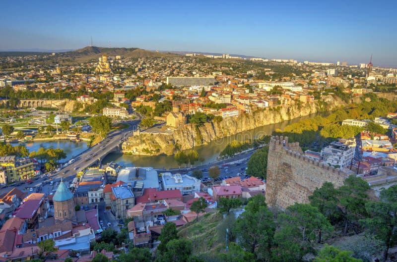 View Over Tbilisi Skyline, Georgia Stock Image - Image of bridge, city ...