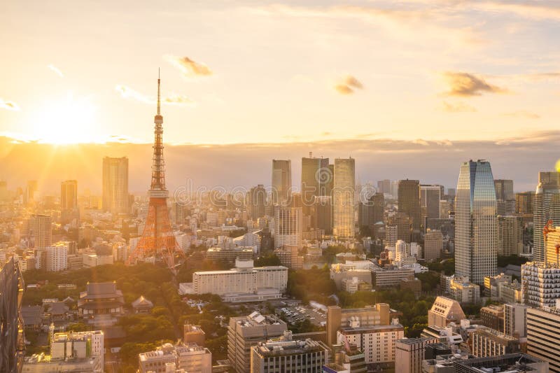 View Over Tokyo, the Capital of Japan, at Sunset Stock Image - Image of ...