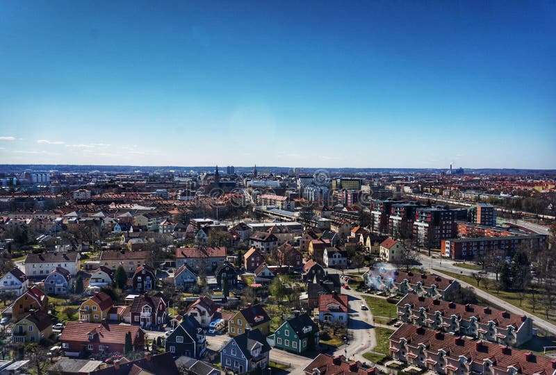 View over town editorial stock photo. Image of neighbourhood - 255320513