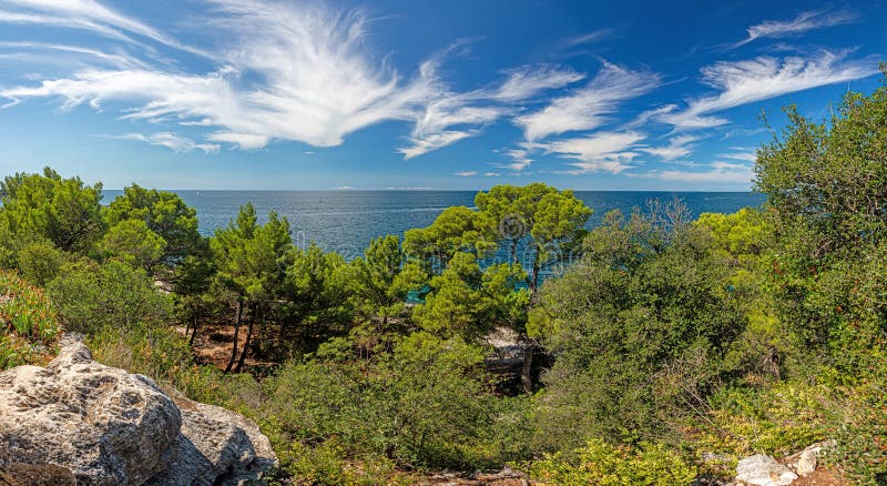View Over Typical Coast Landscape of Istria in Summer Stock Photo ...