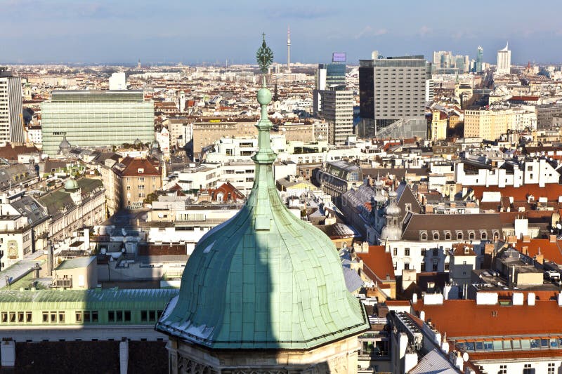 View over Vienna in snow editorial stock photo. Image of churches ...