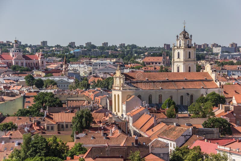 Vilnius Old Town Top View, Lithuania (Panorama) Stock Image - Image of ...