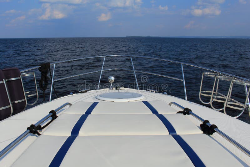 View Over the Water from Bow of a Boat Stock Photo - Image of cloud ...