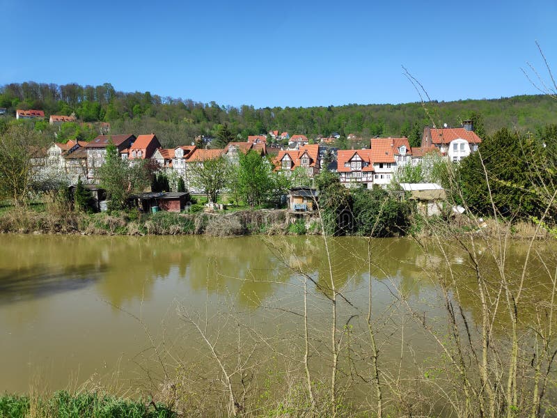 View Over the Werra River in Hann. Muenden To Blume District Stock ...