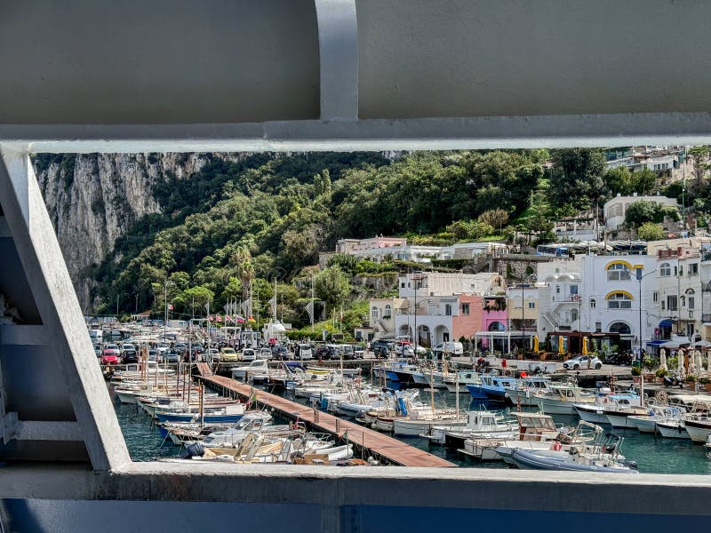 View Overlooking the Port Capri Dock from Ferry Capri, Italy Stock ...