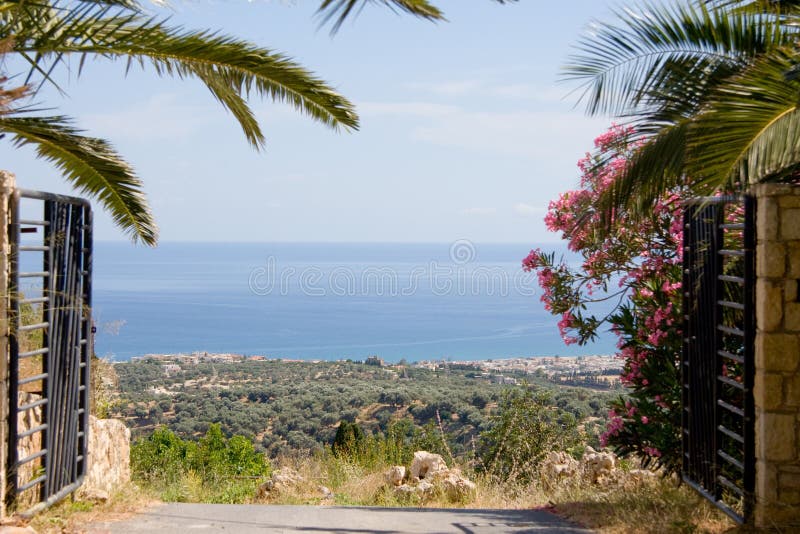 View overlooking sea stock photo. Image of gates, leafy - 13114100