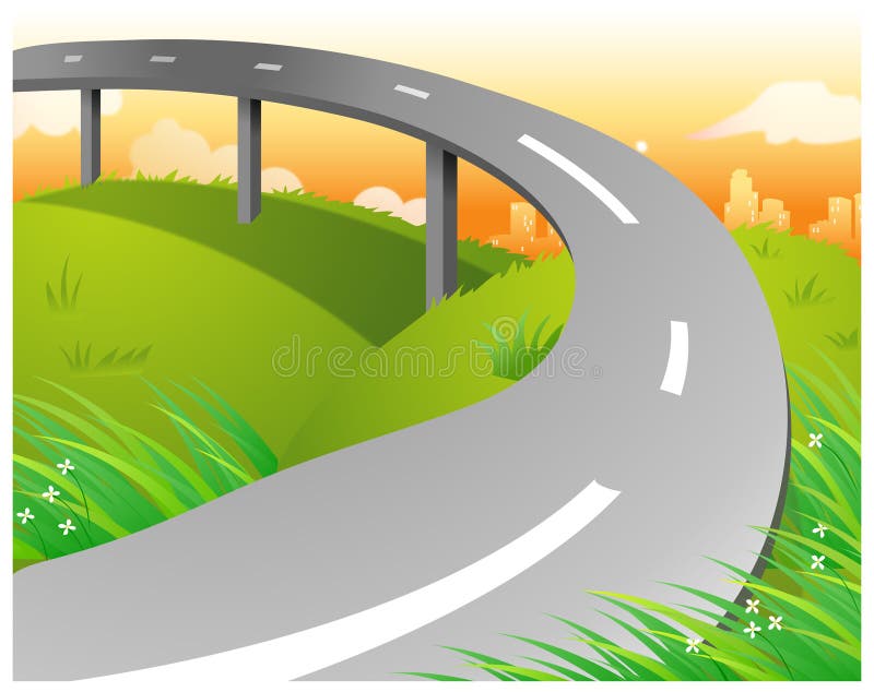 Top View of Overpass Car Road at Night Stock Vector - Illustration of ...