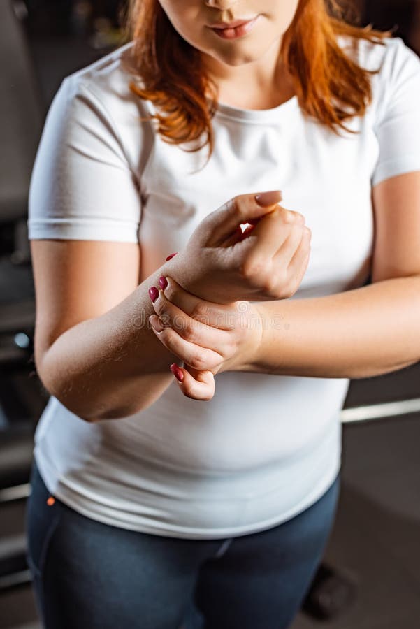 View of Overweight Girl Checking Pulse with Hand Stock Photo - Image of ...