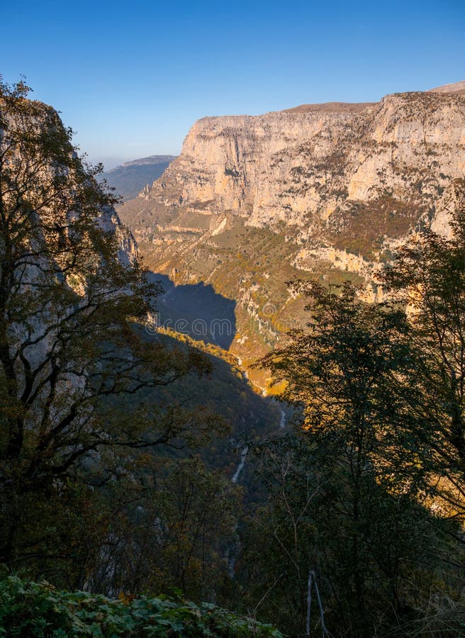 View from Oxya Viewpoint Deck of Vikos Canyon in Mountains of Epirus in ...