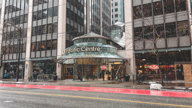 View of the Pacific Centre Entrance during the Snowfall Editorial Photo ...