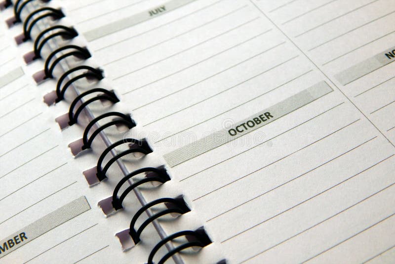 View of Pages in Spiral Bound Monthly Activity Planner Book or Diary ...