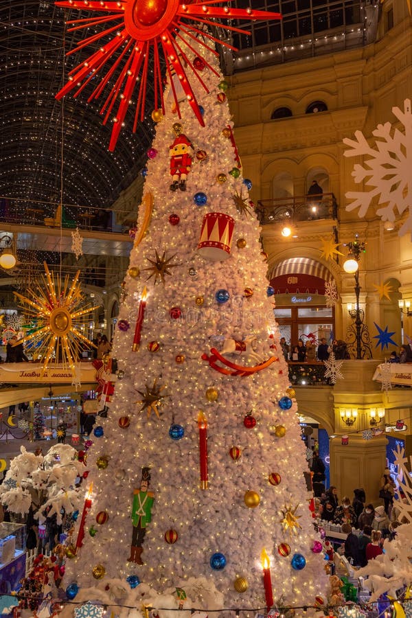 View of the Painted Christmas Tree in the Main Department Store in ...