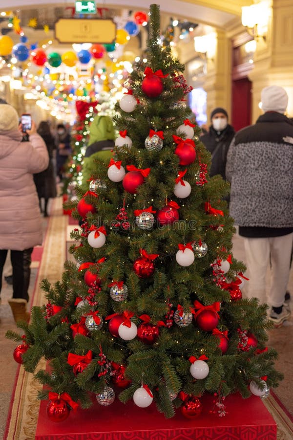 View of the Painted Christmas Tree in the Main Department Store in ...