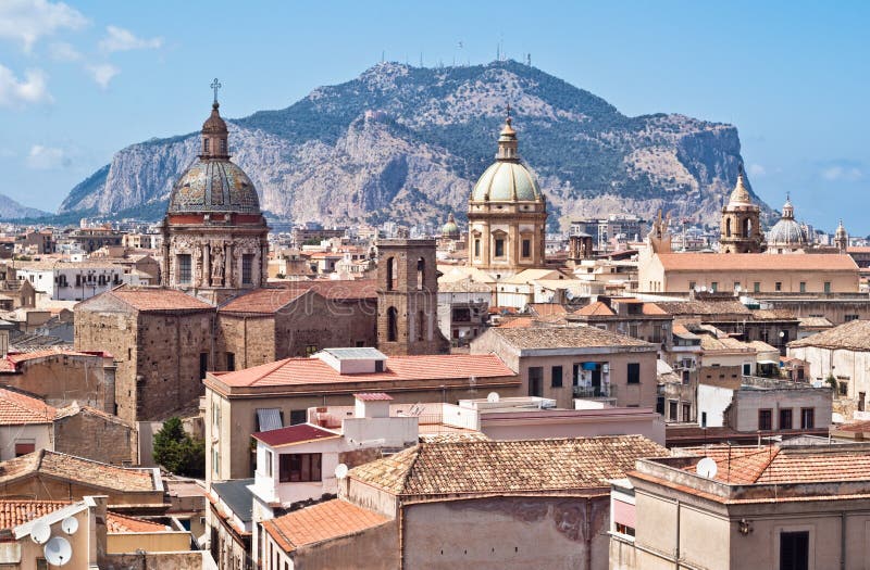 View of Palermo with Old Houses and Monuments Stock Image - Image of ...