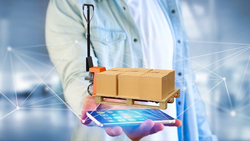 Pallet Truck and Carboxes with Network Connection System - 3d Re Stock ...