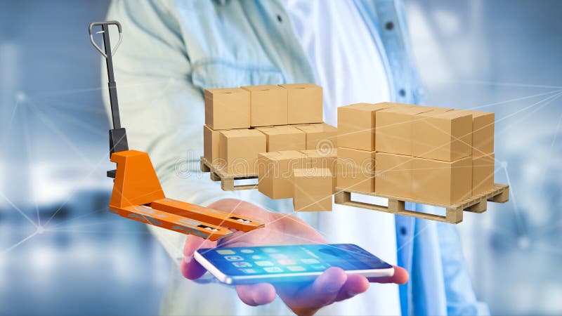 Pallet Truck and Carboxes with Network Connection System - 3d Re Stock ...