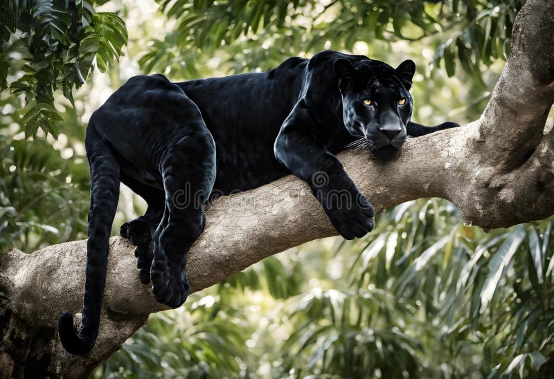 A View of a Panther in the Jungle Stock Illustration - Illustration of ...