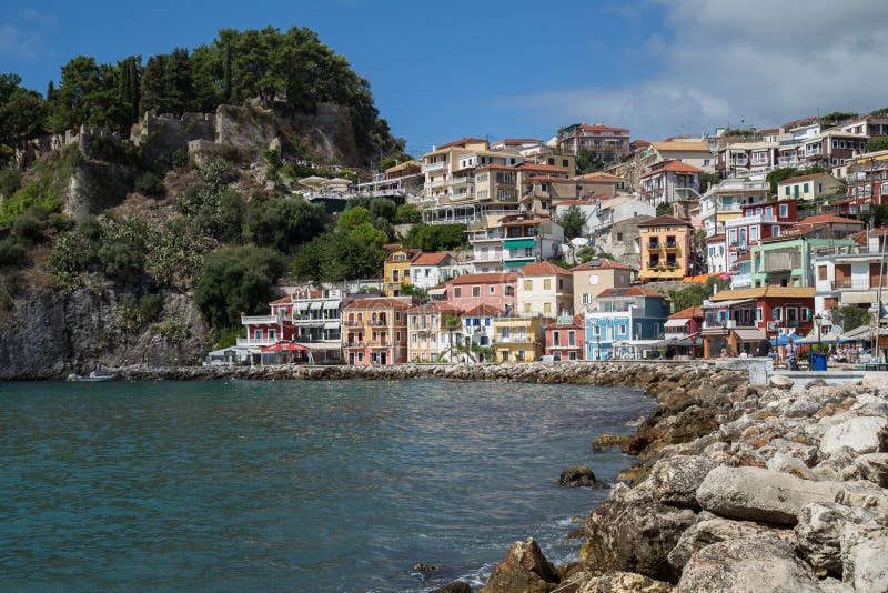 View of Parga town, Epirus editorial stock photo. Image of ...