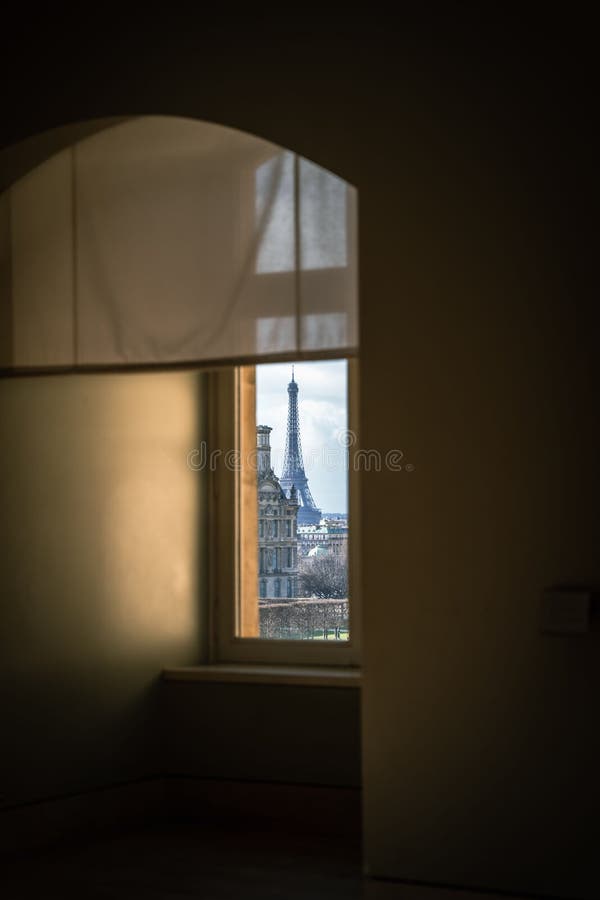 View of Paris, France from Inside the Louvre - Vertical Shot Stock ...