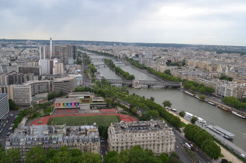Top view of Paris and Sena stock image. Image of landmark - 334379655