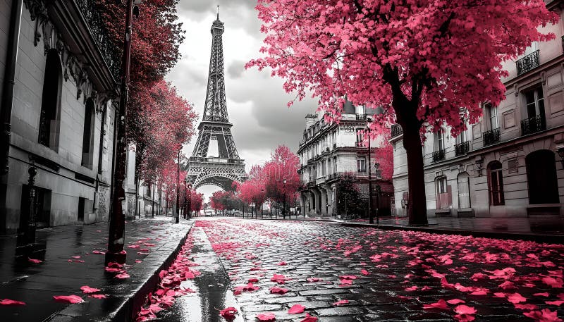 This View of Paris from Street Level Features a Black and White Eiffel ...