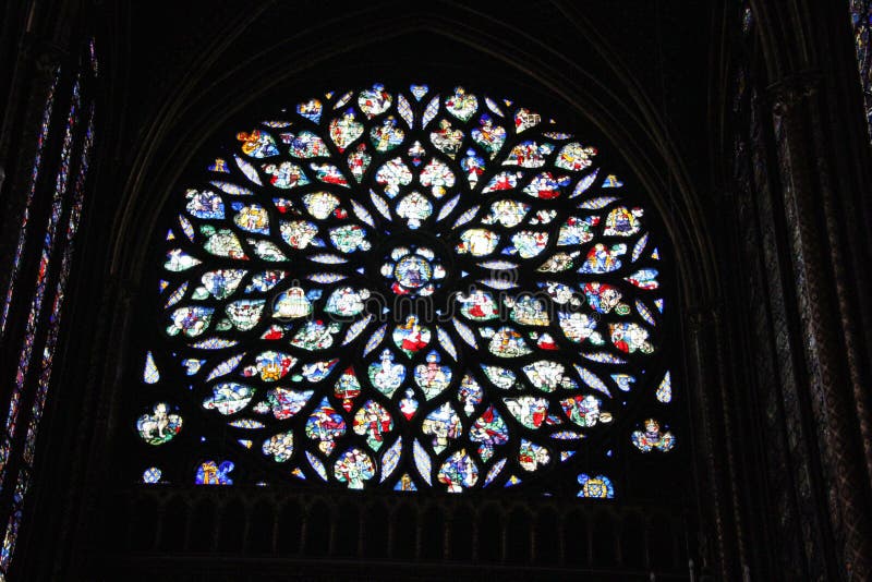 A View of a Stained Glass Window in the Notre Dame Stock Photo - Image ...
