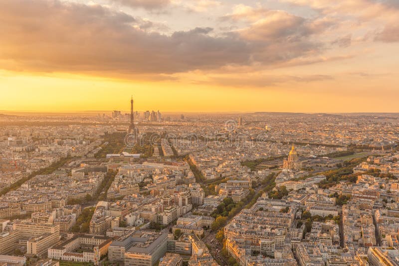View of Paris at Sunset stock image. Image of metropolis - 256630871
