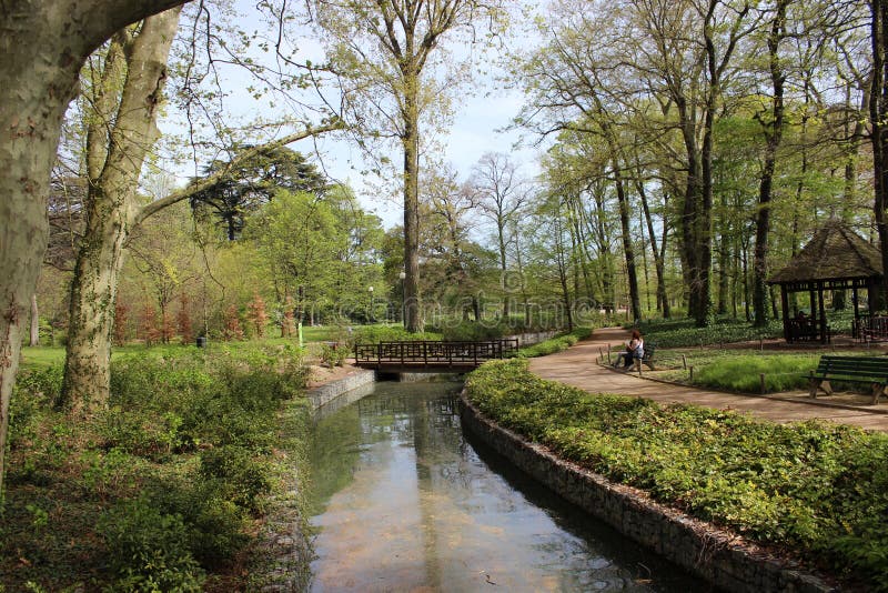 View of the park of lyon stock photo. Image of spring - 117674130