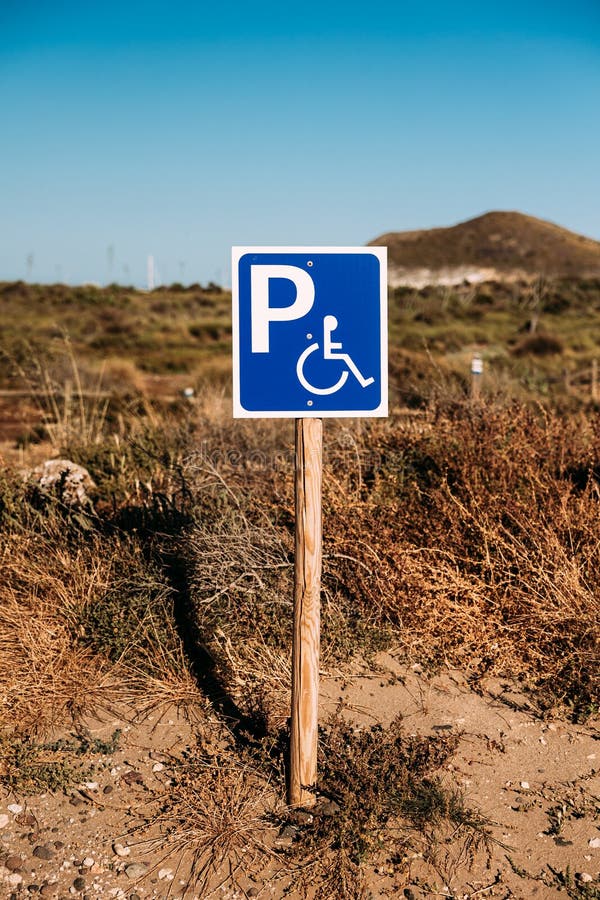 View of a Parking Sign Post for People with Disabilities Outdoors ...