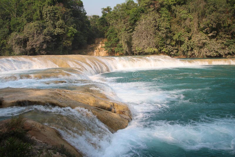 Agua Azul falls in Mexico stock image. Image of flowing - 148162169