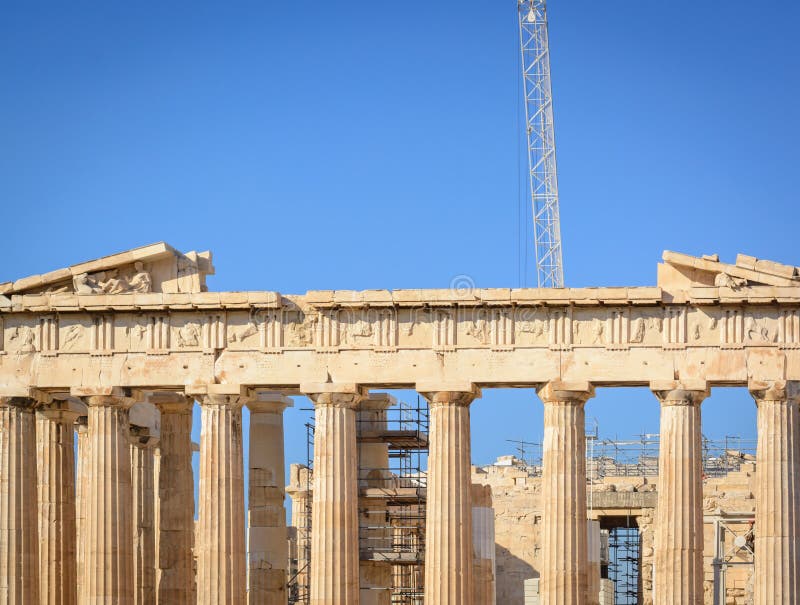 View of Part of the Doric Columns of the Acropolis and the Crane ...