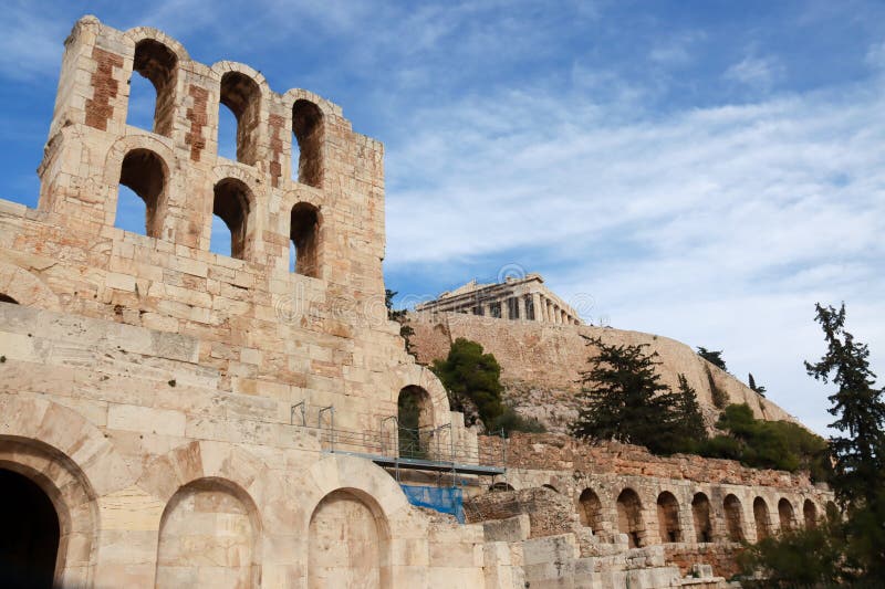 The Odeon of Herodes Atticus Theater at the Acropolis Stock Photo ...