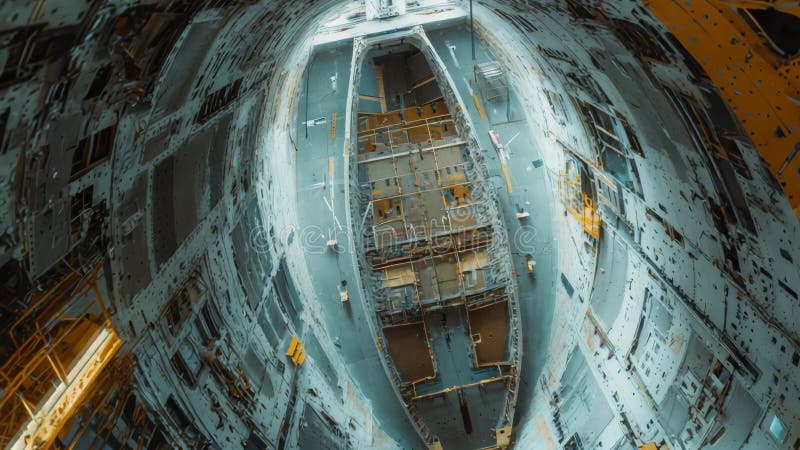 Inside Unfinished Aircraft Fuselage during Assembly, Aerospace ...