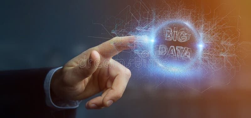 Particles Big Data Title Holding by a Businessman Stock Photo - Image ...