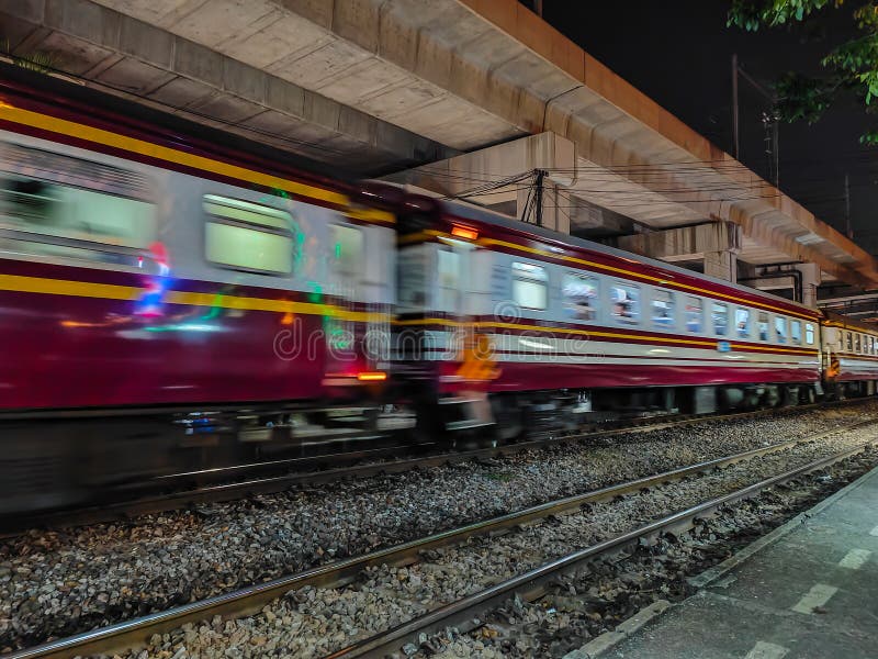 View of Passenger Train Running on Rails Editorial Stock Image - Image ...