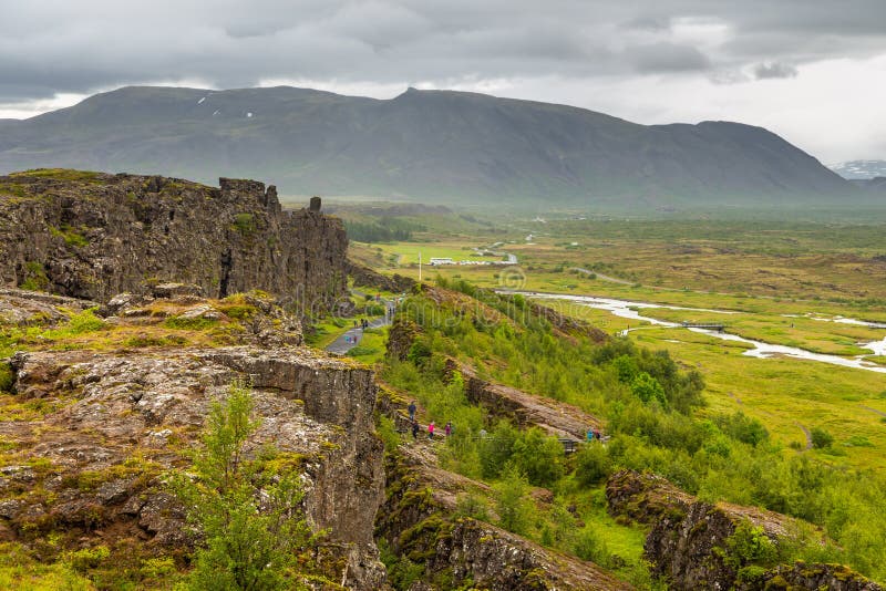 View of the Path in the Thingvellir National Park Stock Image - Image ...