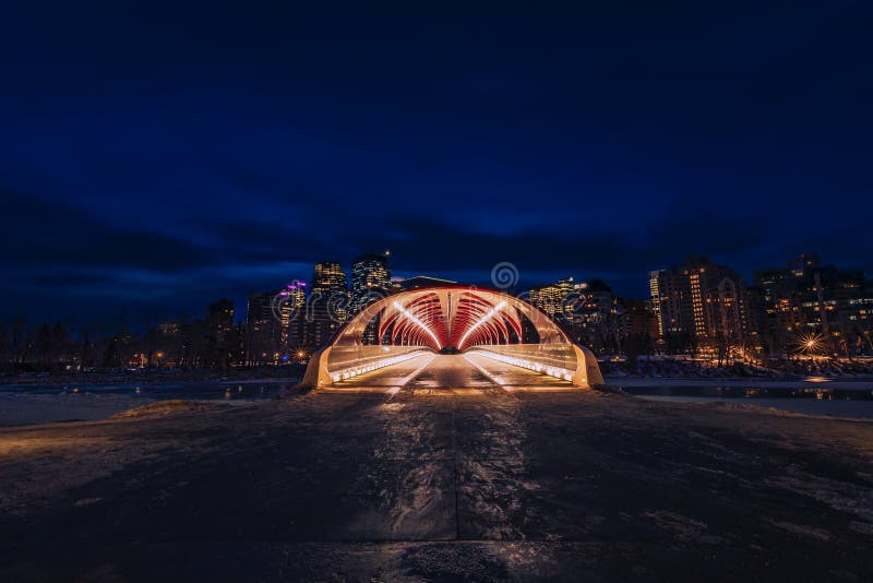 Night Sky Over an Illuminated Peace Bridge Editorial Photo - Image of ...