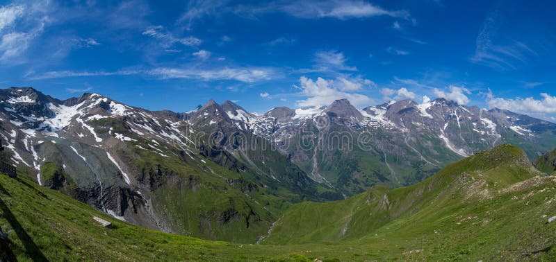 View of the Peaks of the Austrian Alps and the Valley Stock Image ...