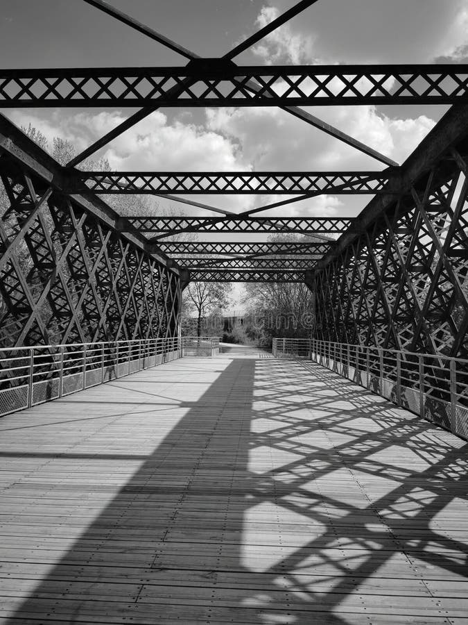 View of a Pedestrian Bridge with a Game of Light and Shadows of the ...