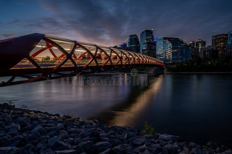 Calgary s Peace Bridge editorial stock image. Image of architecture ...