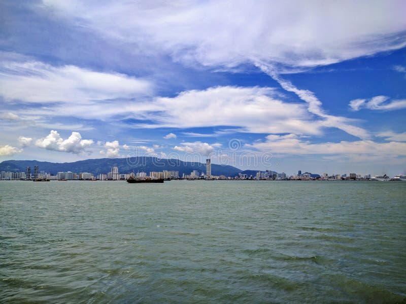 View of Penang Island from the Sea Stock Image - Image of metal, green ...