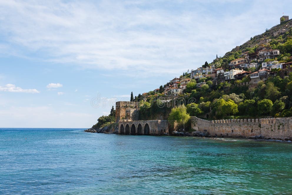 View of Peninsula in Alanya Bay Stock Photo - Image of coastline ...
