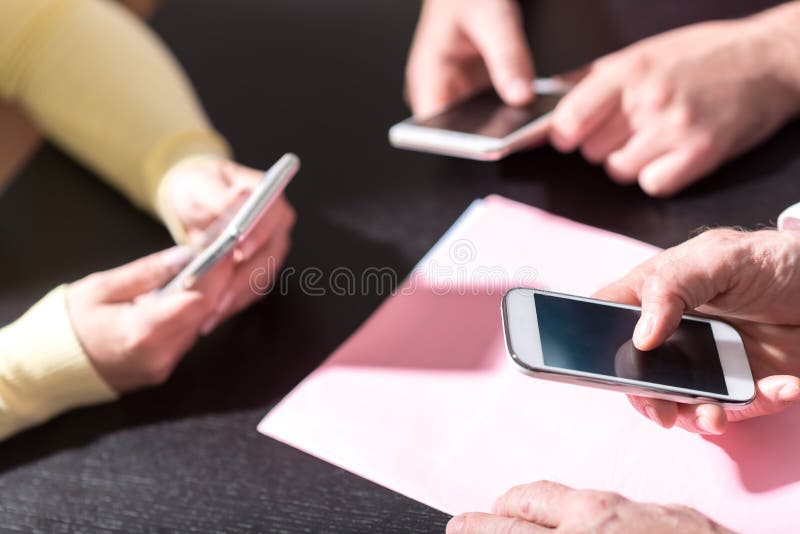 People Hands Using Mobile Phones and Digital Tablet Stock Photo - Image ...