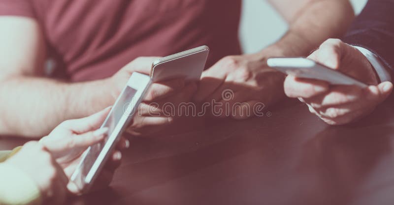 People Hands Using Mobile Phones and Digital Tablet Stock Photo - Image ...