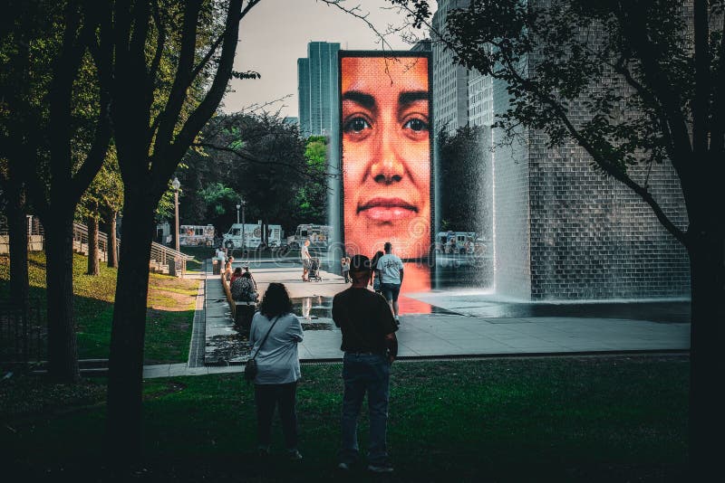 View of People Walking Around the Millenium Park in Chicago Downtown ...